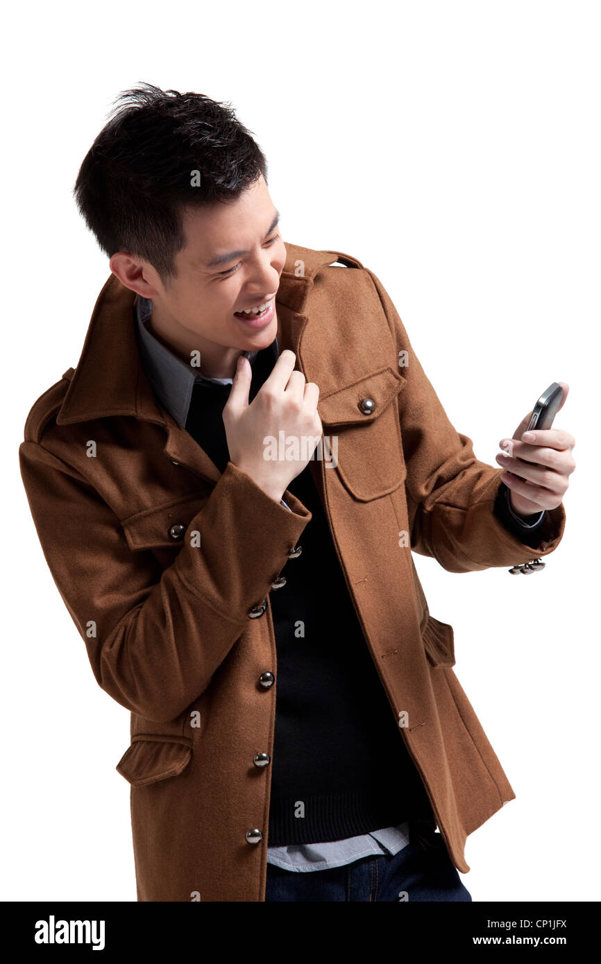 Stylish young man with moblie phone Stock Photo - Alamy