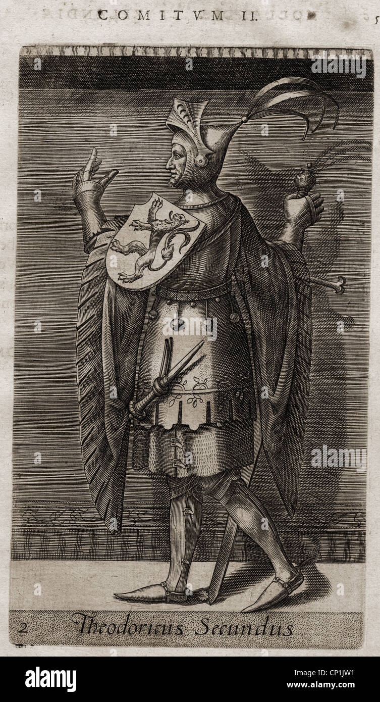 Dirk II, + 6.5.988, Count of Holland 939 - 988, full length, copper ...