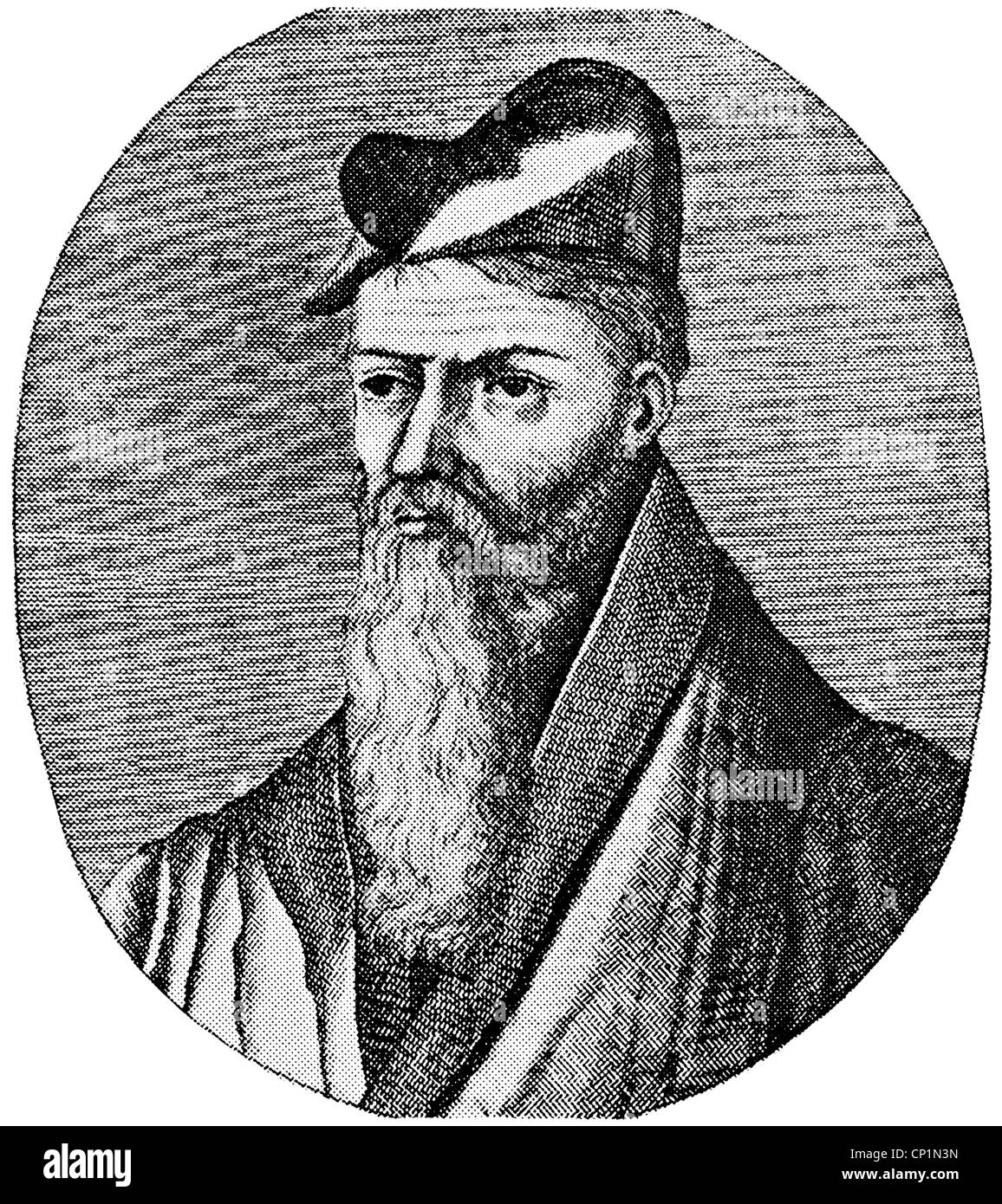 Belon, Pierre, 1517 - 1564, French naturalist, portrait, copper ...