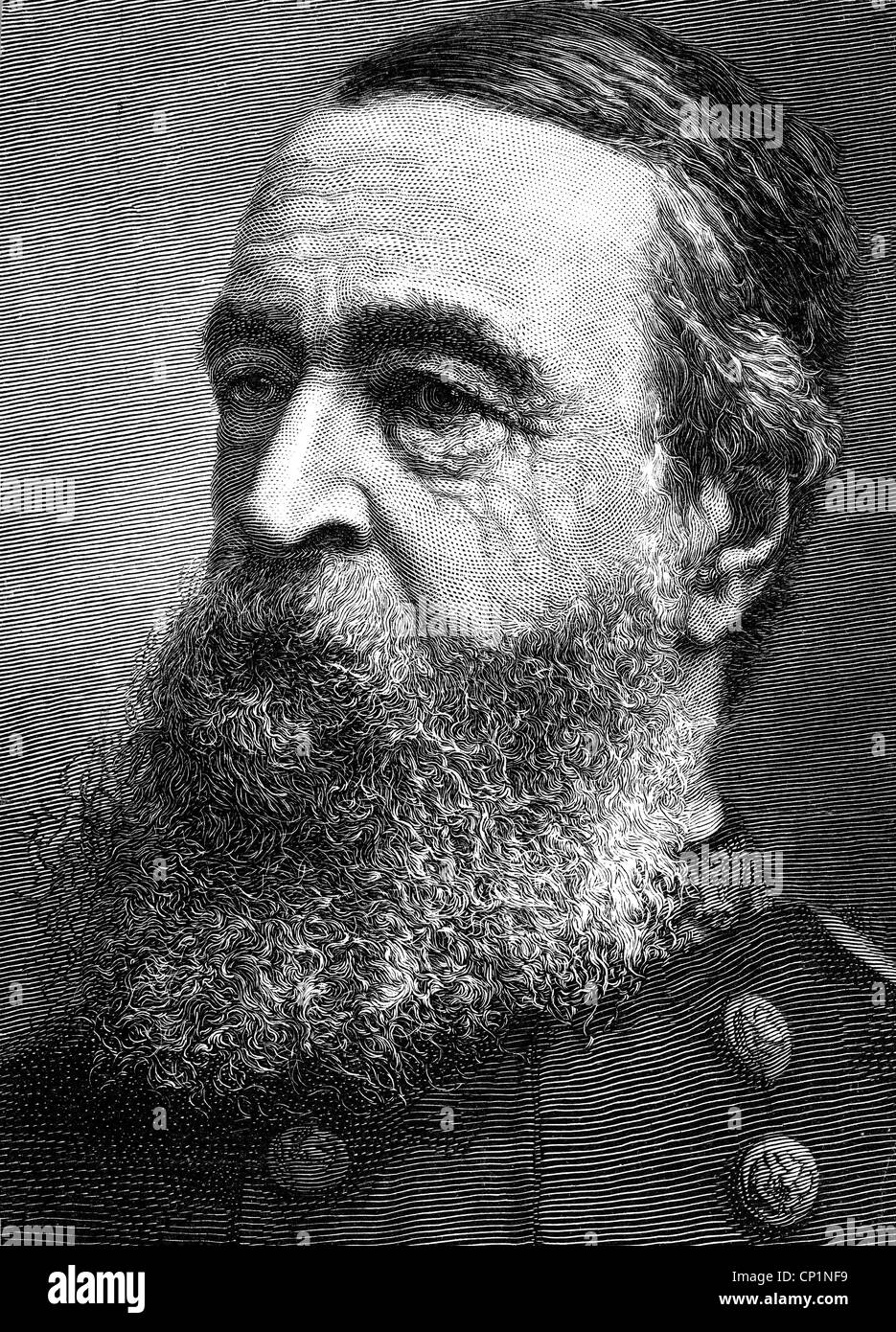 Porter, David Dixon, 8.6.1813 - 13.2.1891, American admiral, portrait, wood engraving, 19th ...