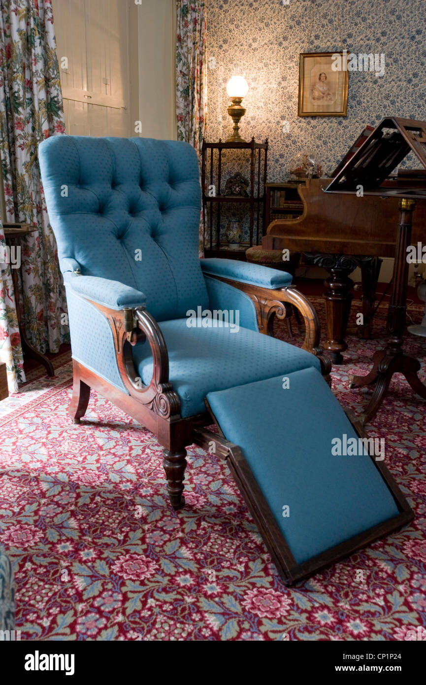 Charles Darwin's chair and piano in Music Room of Down House, Luxted ...