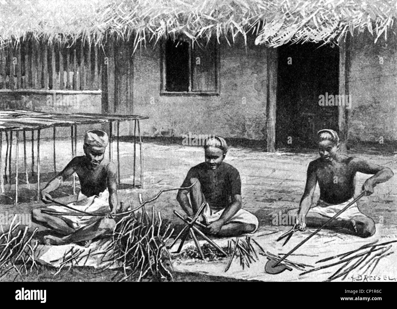 Production of cinnamon Black and White Stock Photos & Images - Alamy