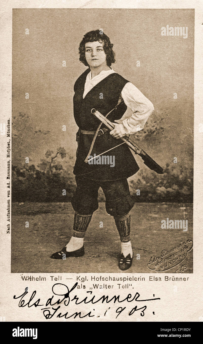 Bruenner, Elsa, * 1877, German actress, full length, as "Walter Tell ...