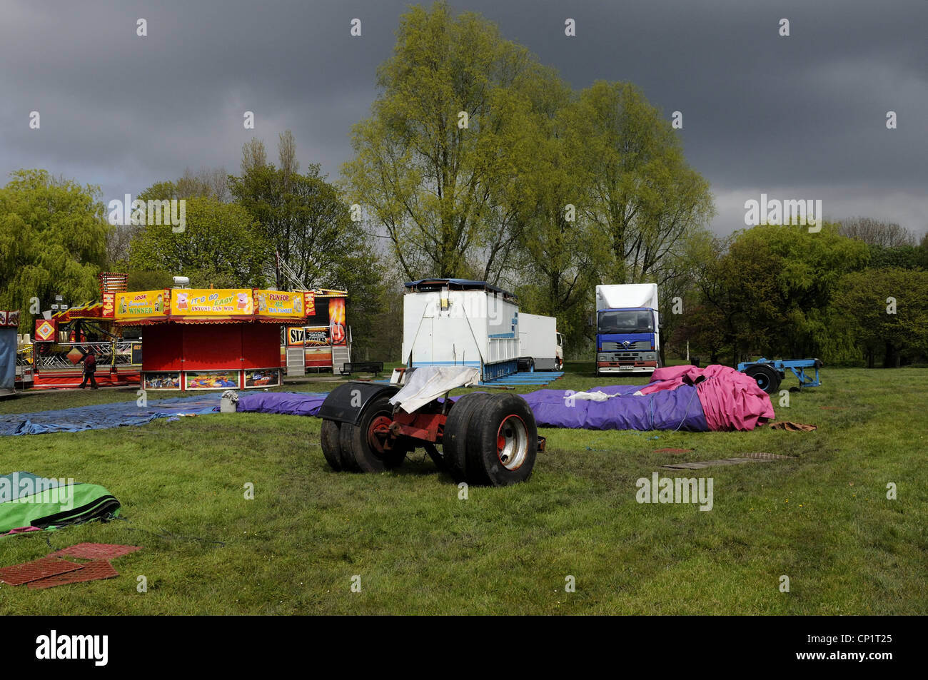 Setting up fair at Debdale Park, Gorton Stock Photo - Alamy