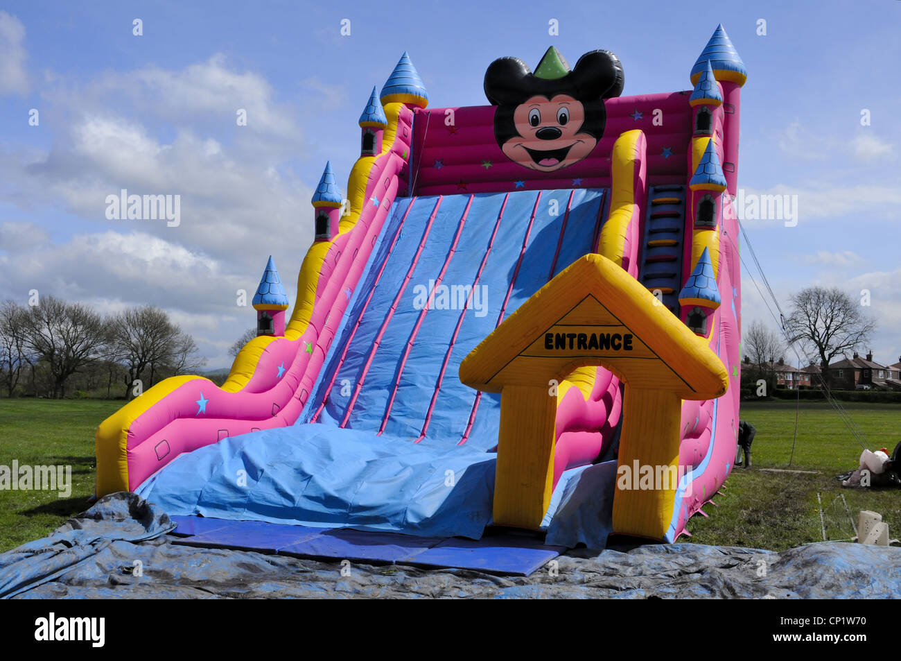 Inflatable bouncy slide decorated with Disney theme at Debdale Park ...