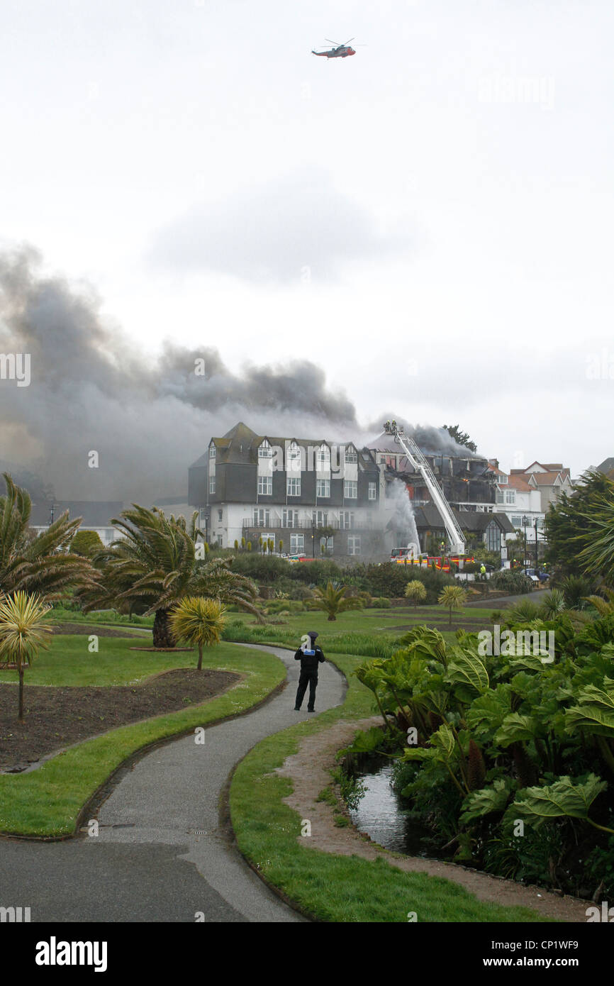 Falmouth Hotel Fire 2012, Cornwall Stock Photo - Alamy
