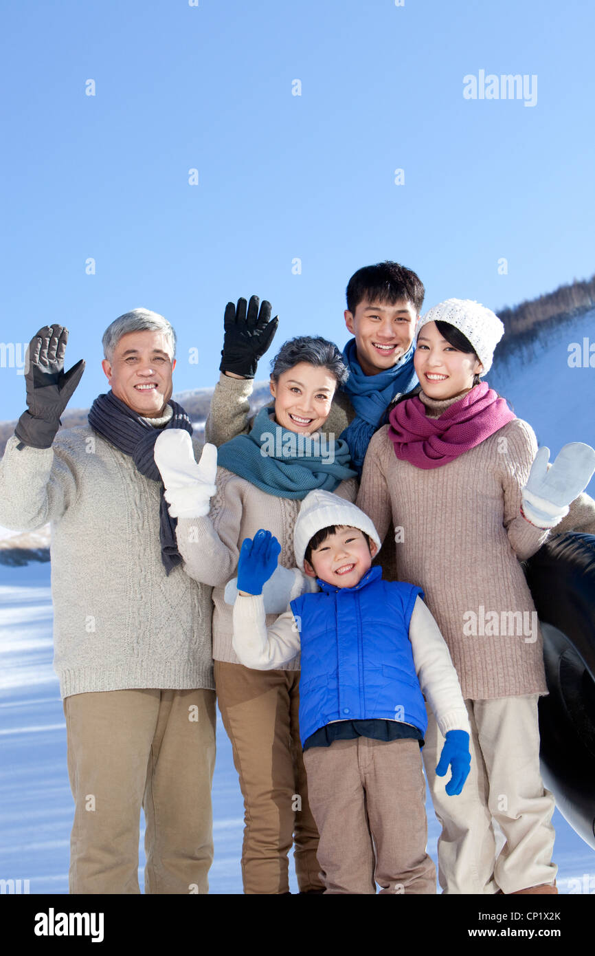 Family portrait in winter time Stock Photo - Alamy
