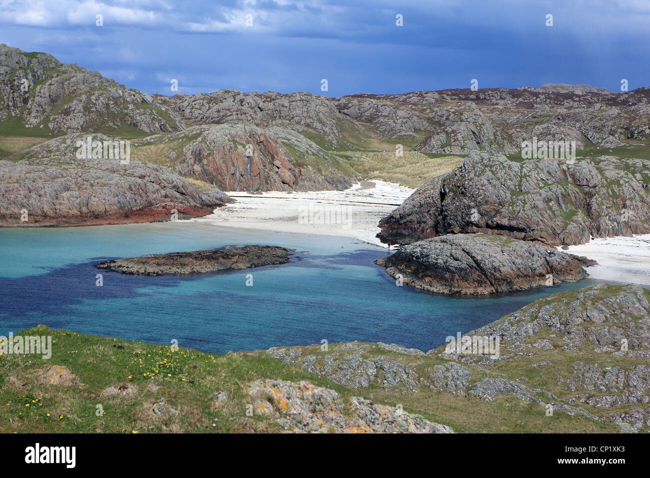 Port Ban sandy beach and clear seas on the west coast of the Isle of ...