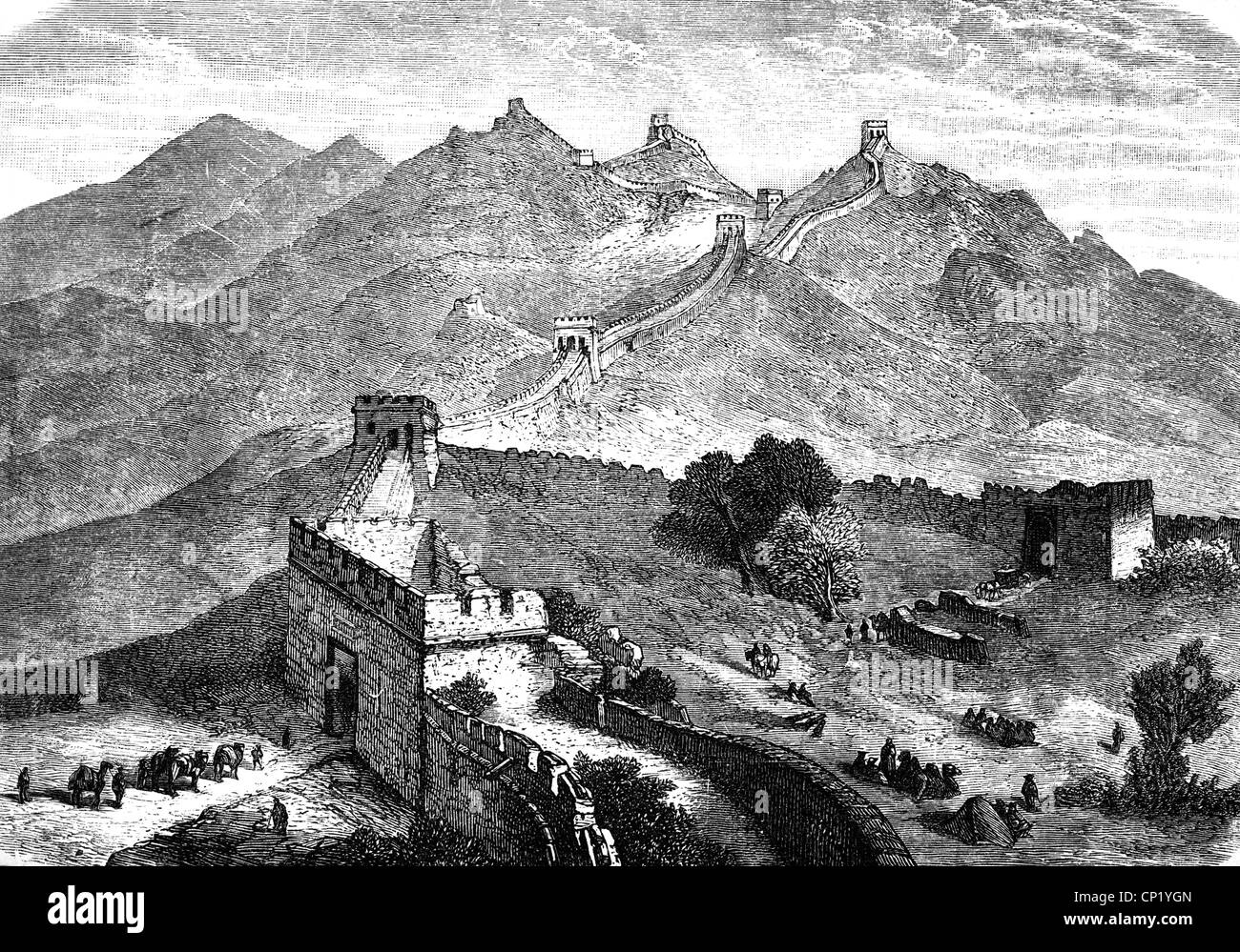 geography / travel historic, China, Chinese wall, wood engraving, late ...