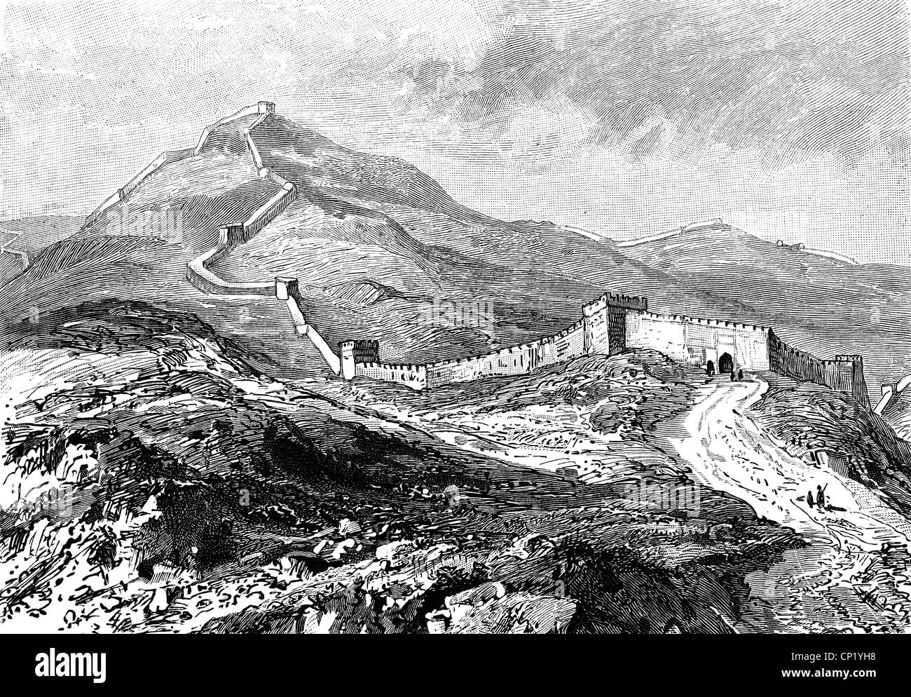 geography / travel historic, China, Chinese wall, wood engraving, late ...