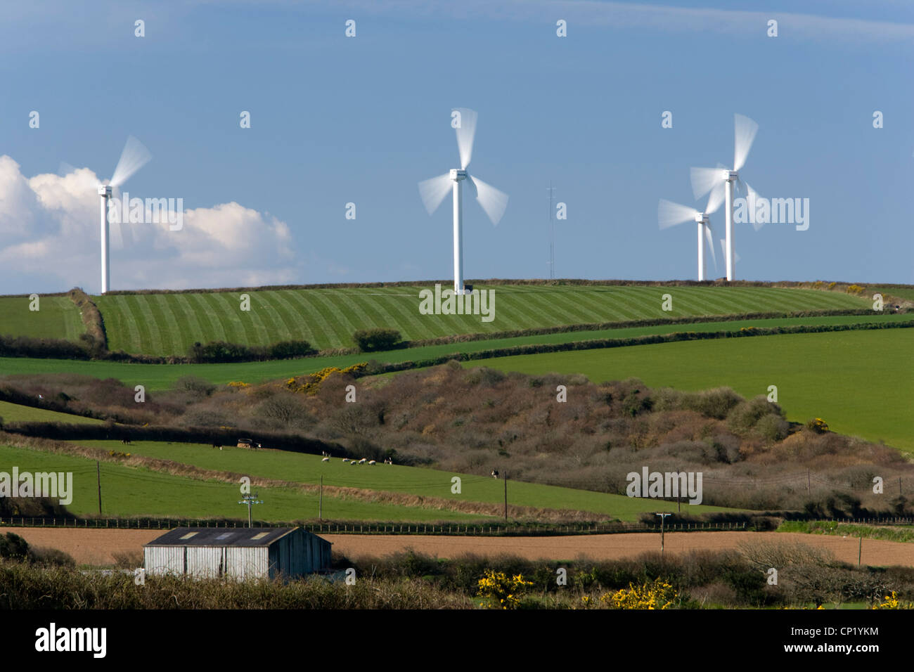 Carland Cross wind farm, Cornwall, UK Stock Photo - Alamy