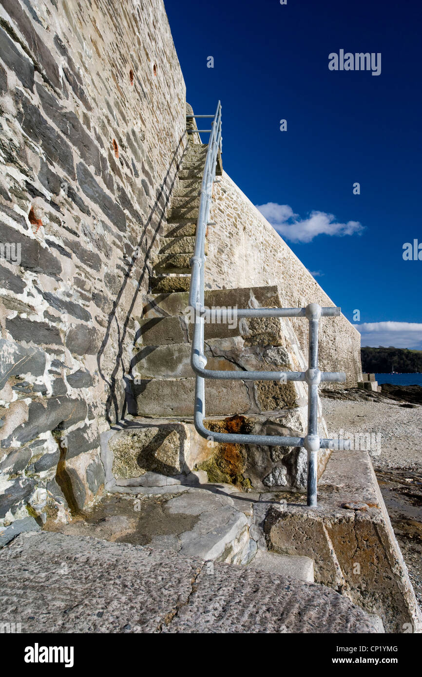 Beach steps with handrail, Cornwall, UK Stock Photo - Alamy