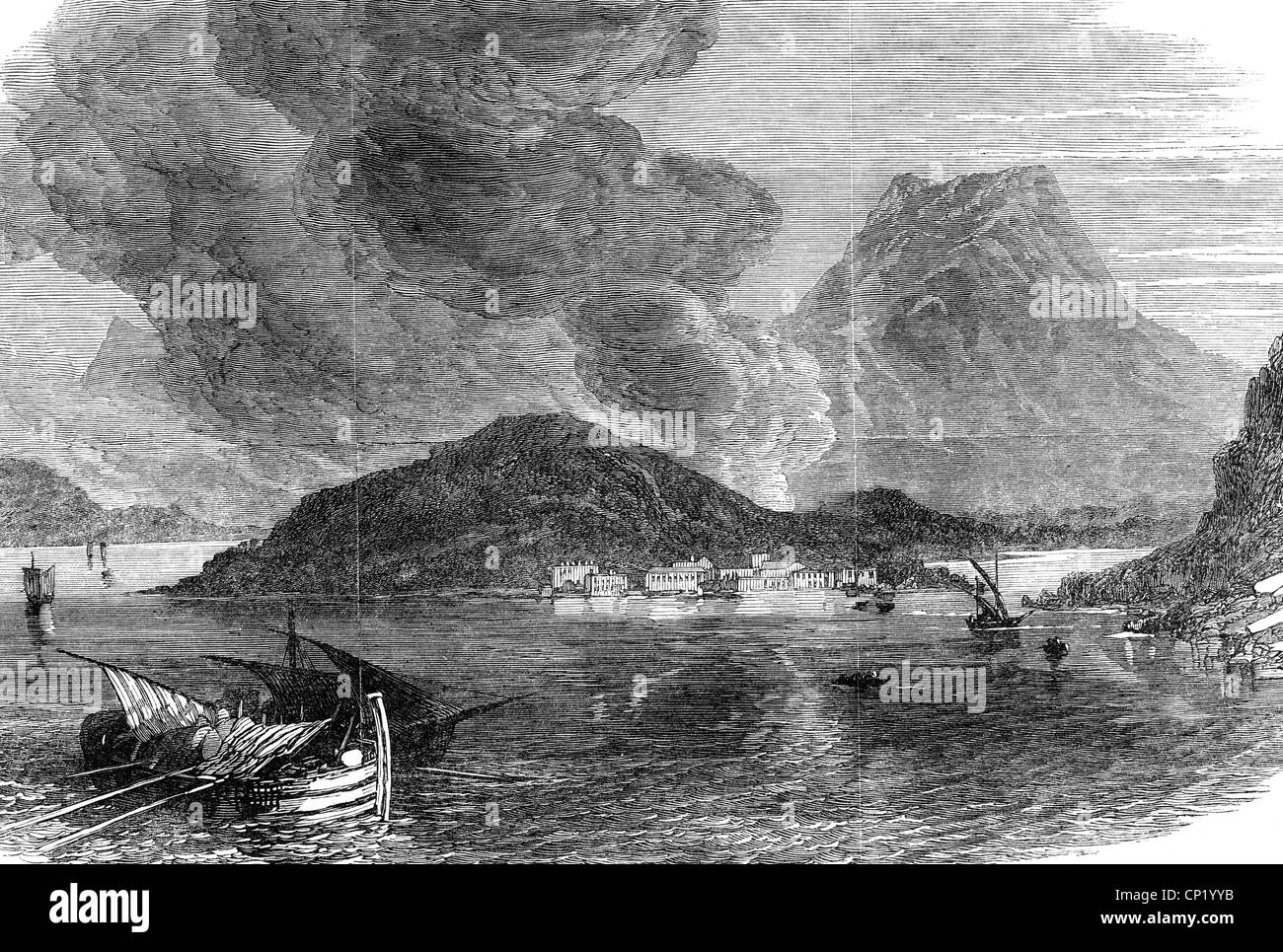 geography / travel, Greece, isle, Santorini, bay of Thira, eruption of ...