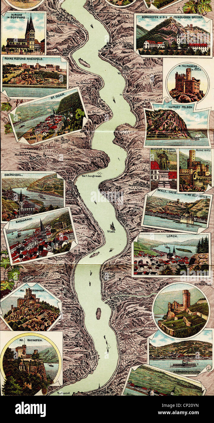 Rhine river map hi-res stock photography and images - Alamy