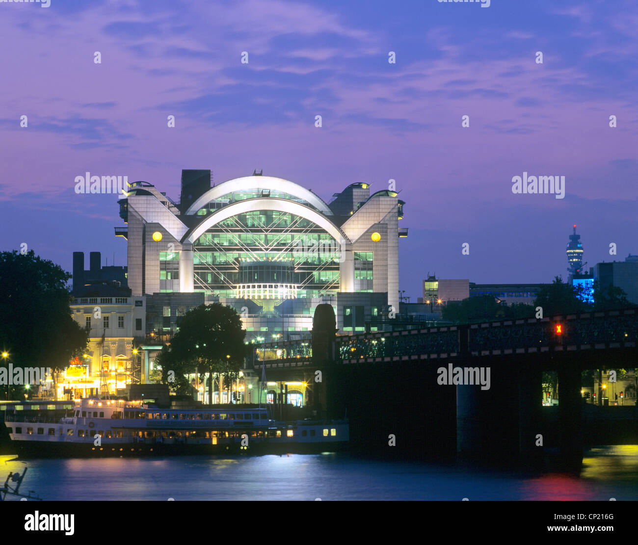 London, view on Charing Cross Station over the river Thames, by Terry ...