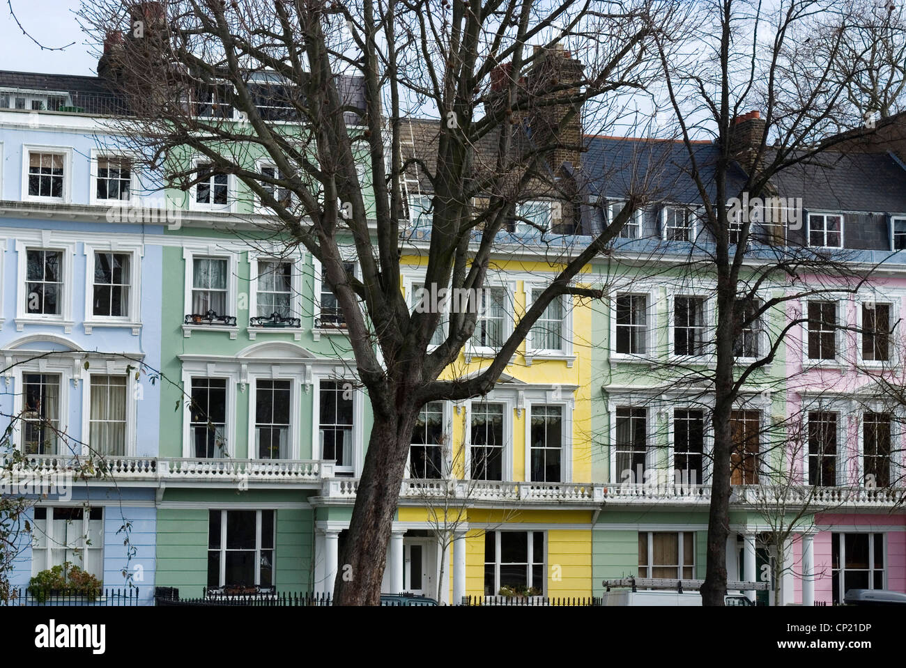 A section of the coloured terrace houses of Chalcot Square, near ...