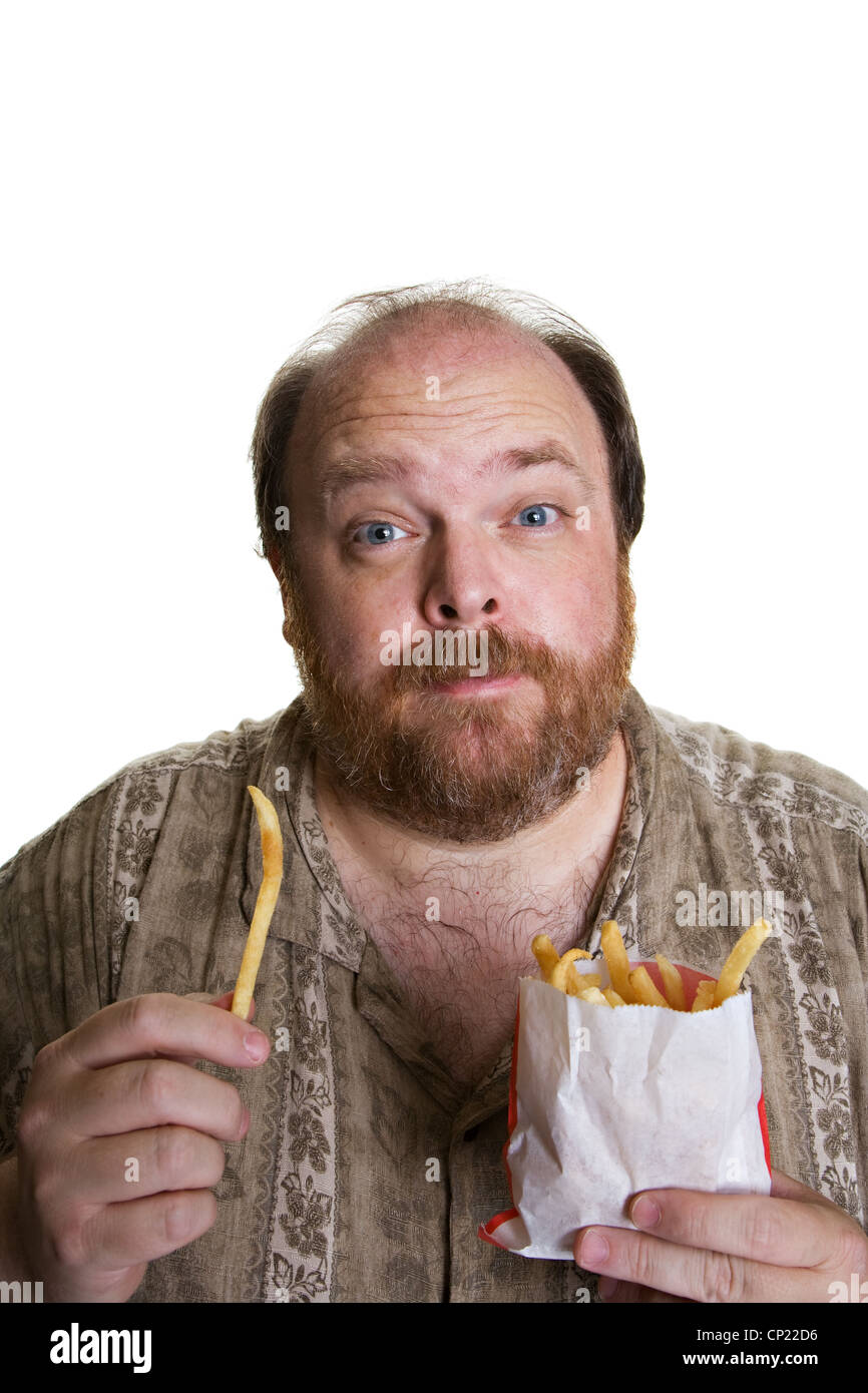 Obese man eating junk food hi-res stock photography and images - Alamy