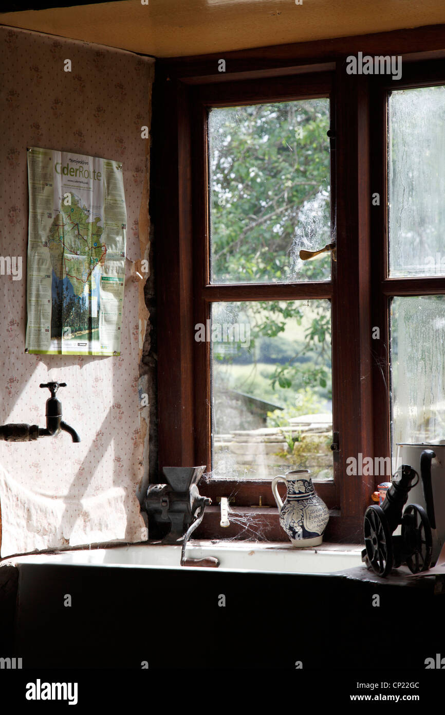 Pub window with butler sink Stock Photo - Alamy
