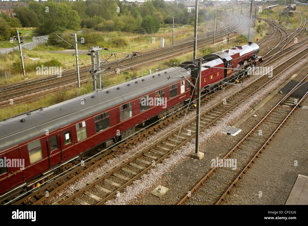Preserved LMS steam locomotive 6201 "Princess Elizabeth" approaching ...