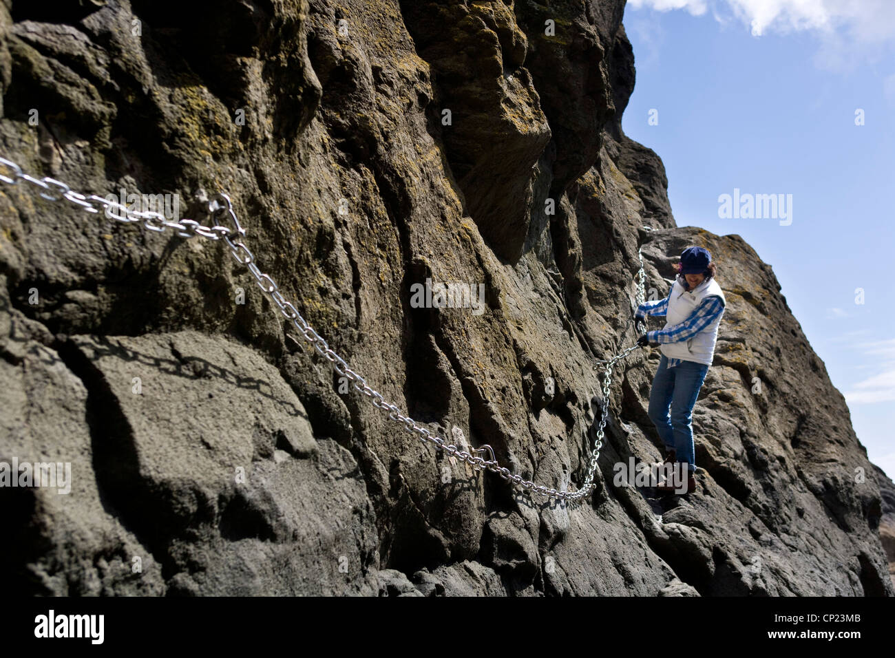 A woman on the famous Chain walk near Elie Fife Scotland Stock Photo ...