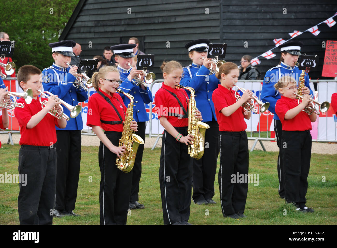 young marching band with brass and saxophone Stock Photo - Alamy