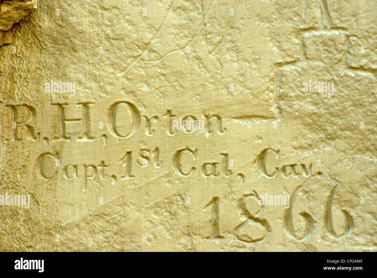 Historic inscription in sandstone on Inscription Rock, El Morro ...