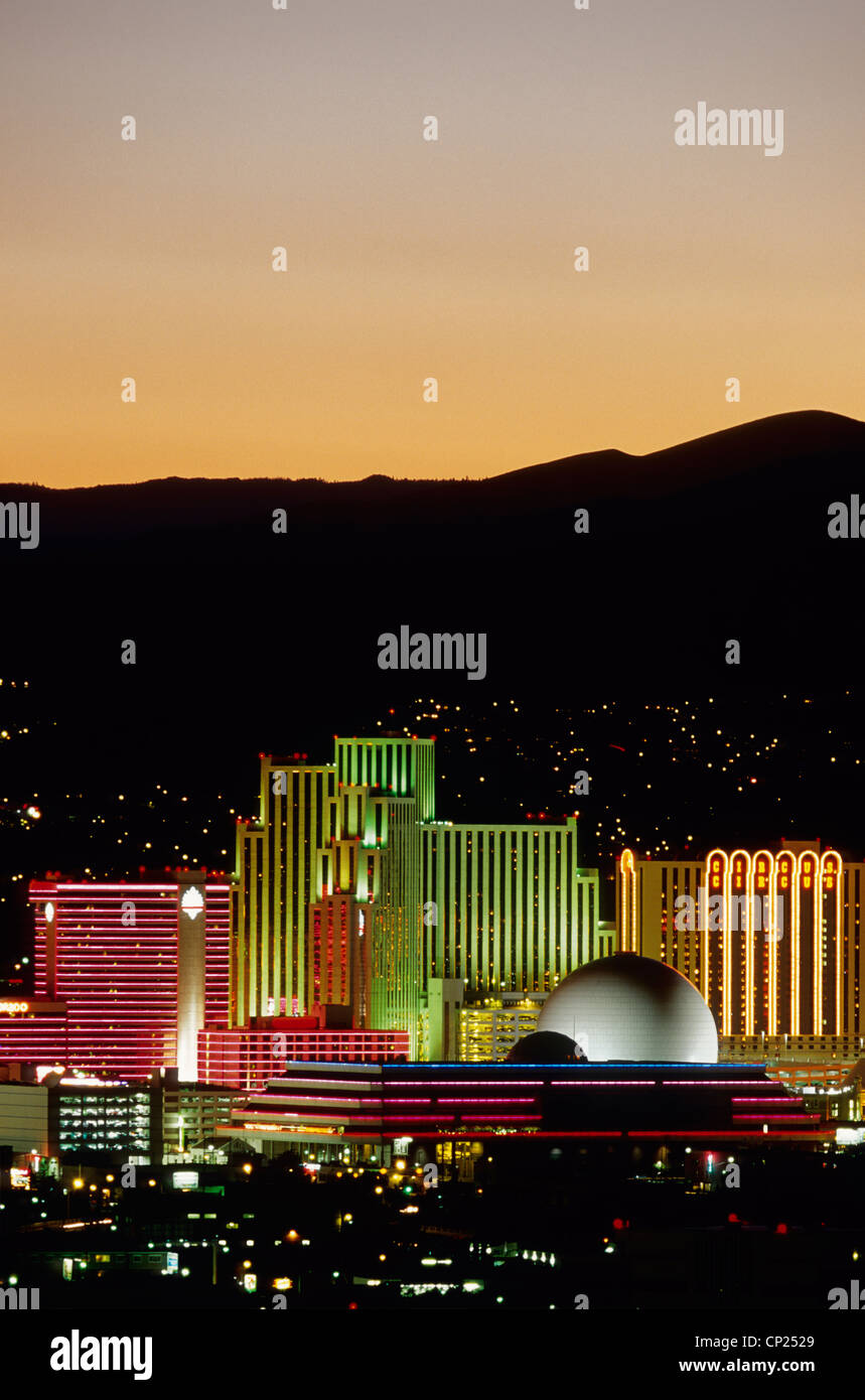 Downtown skyline at twilight, Reno, Nevada Stock Photo - Alamy