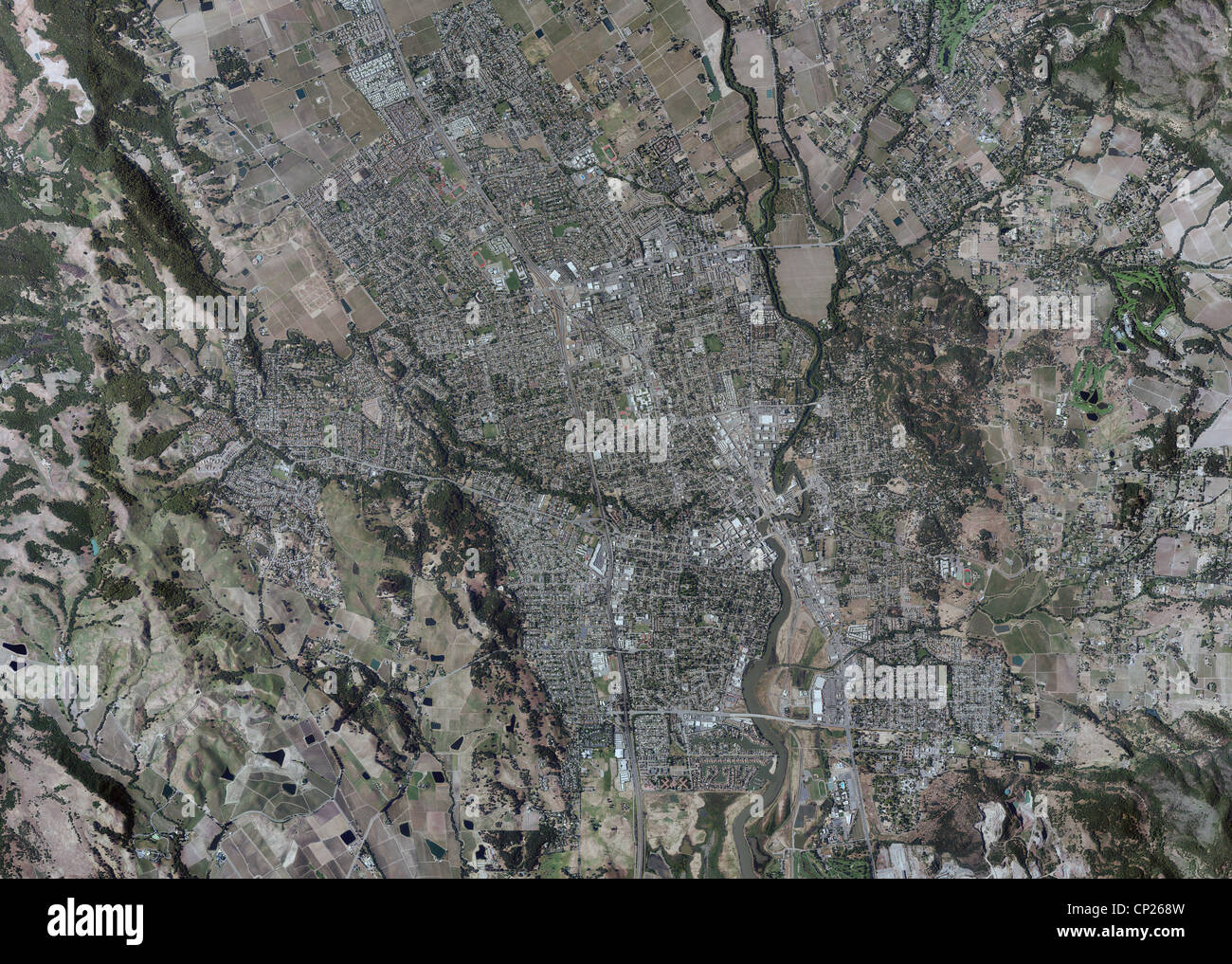 aerial photo map City of Napa, Napa County, California Stock Photo - Alamy