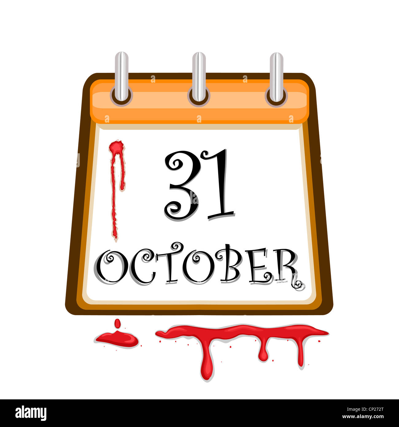 Halloween celebration bloody calendar date. Isolated over white ...