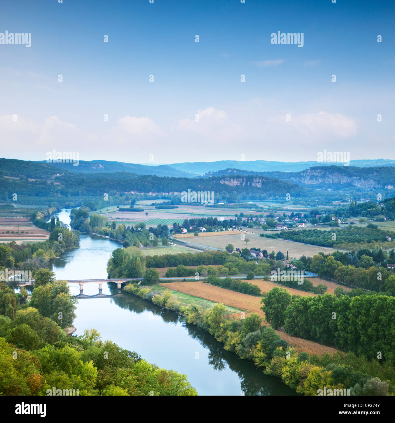 River Dordogne from the bastide of Domme, Aquitaine Stock Photo - Alamy