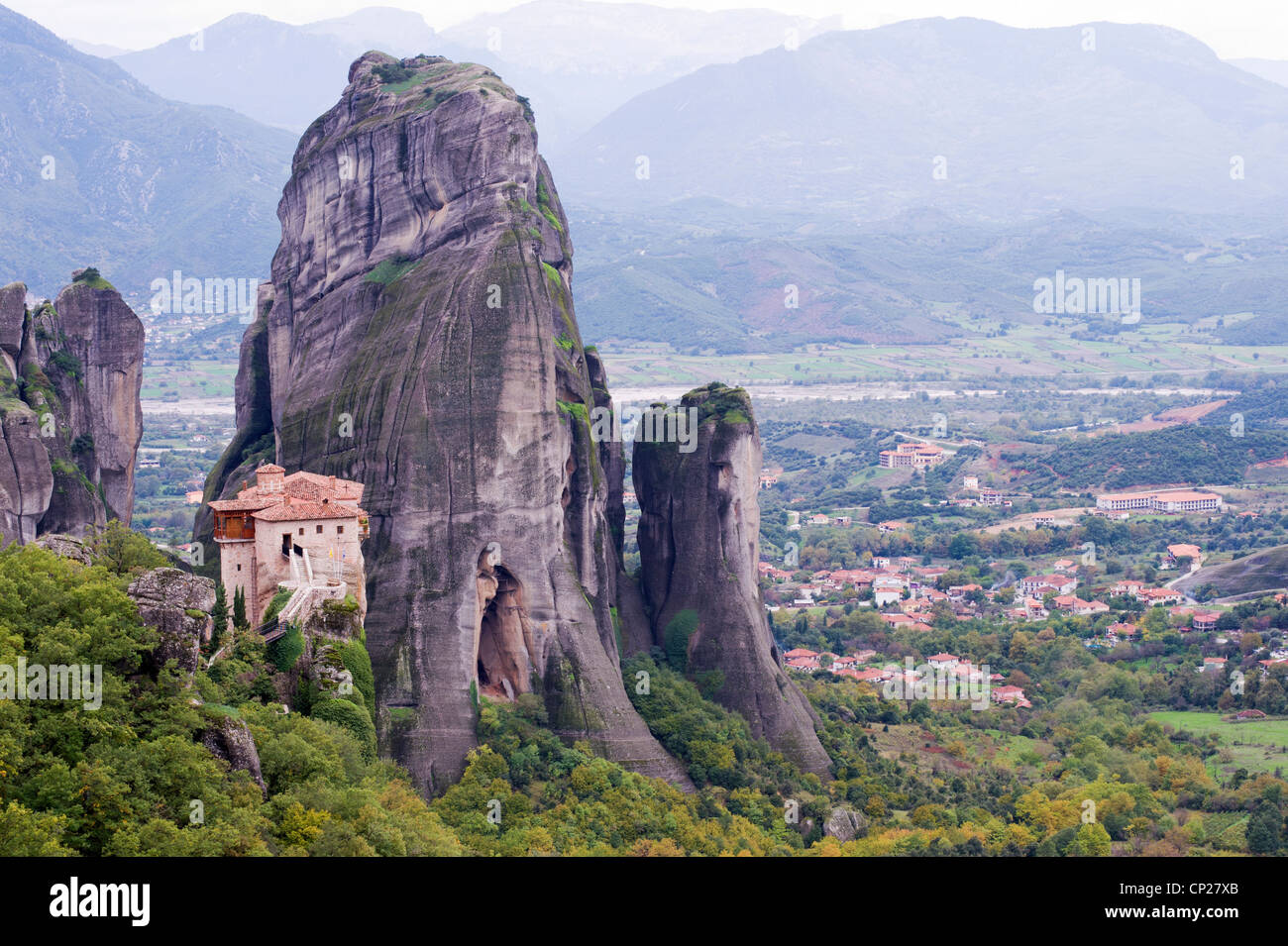Roussanou monastery, Meteora region, plain of Thessaly, Greece Stock ...