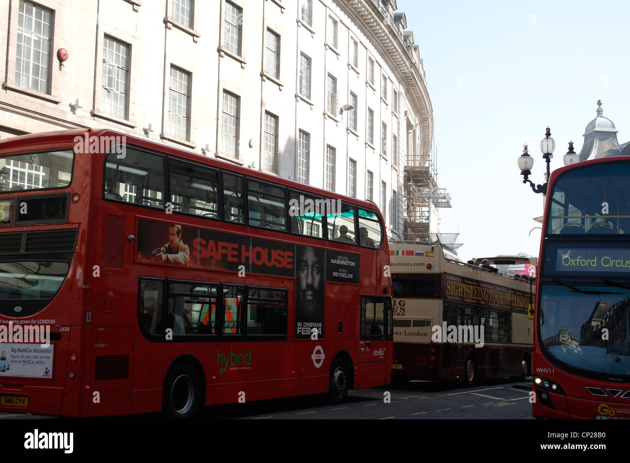 London red double decker buses at Regent Street UK Stock Photo - Alamy