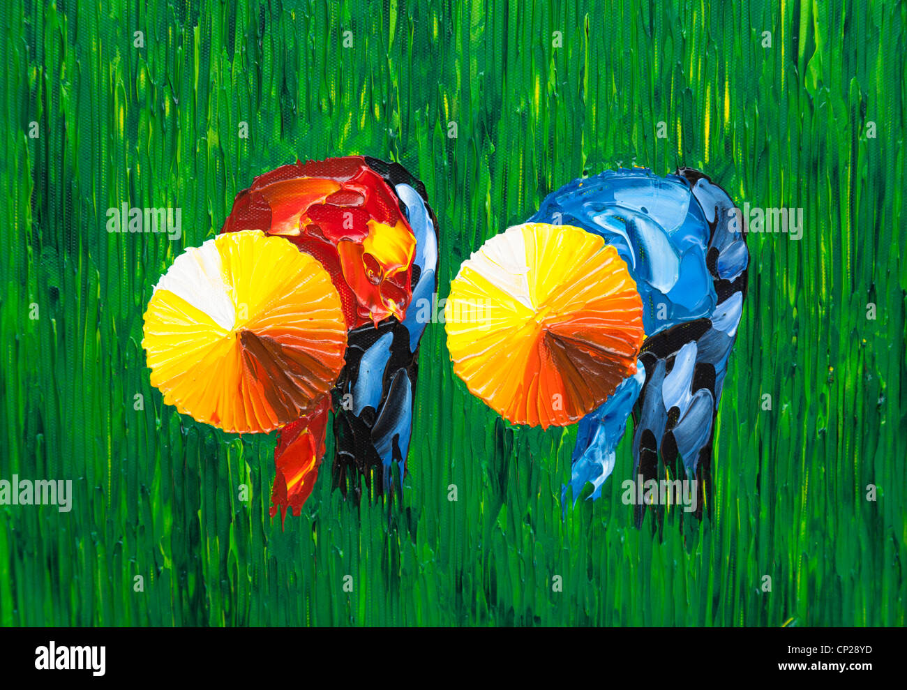 Painting of Vietnamese agricultural workers planting rice plants in a ...