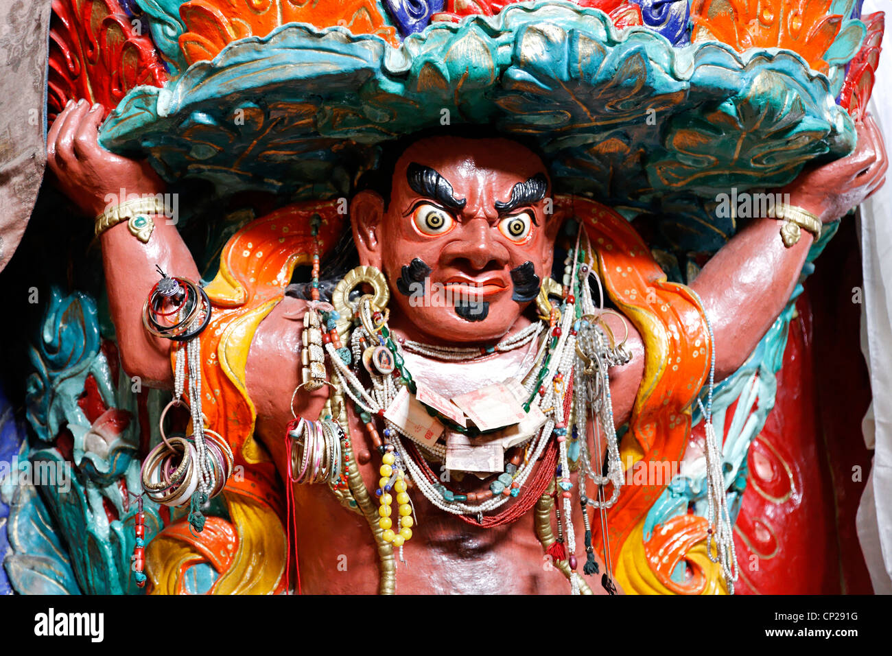 Buddhist sculptures at Hemis Gompa, buddhist monastery, in Ladakh ...