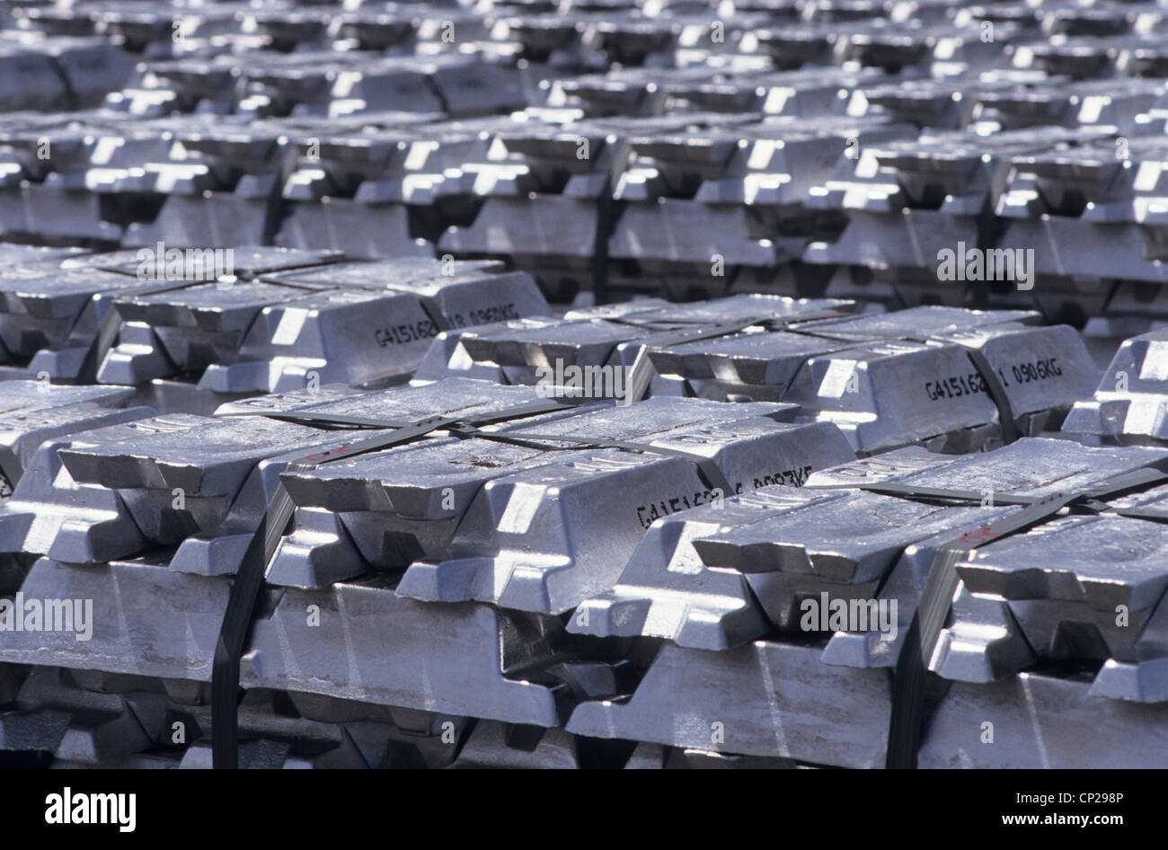 Industrial, manufacturing, Aluminium ingots Stock Photo - Alamy