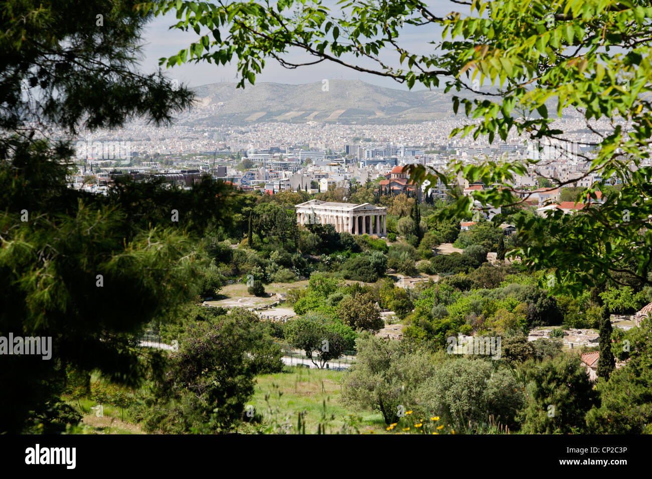Temple of Hephaestus, Ancient Agora, view from Acropolis hill. Athens ...