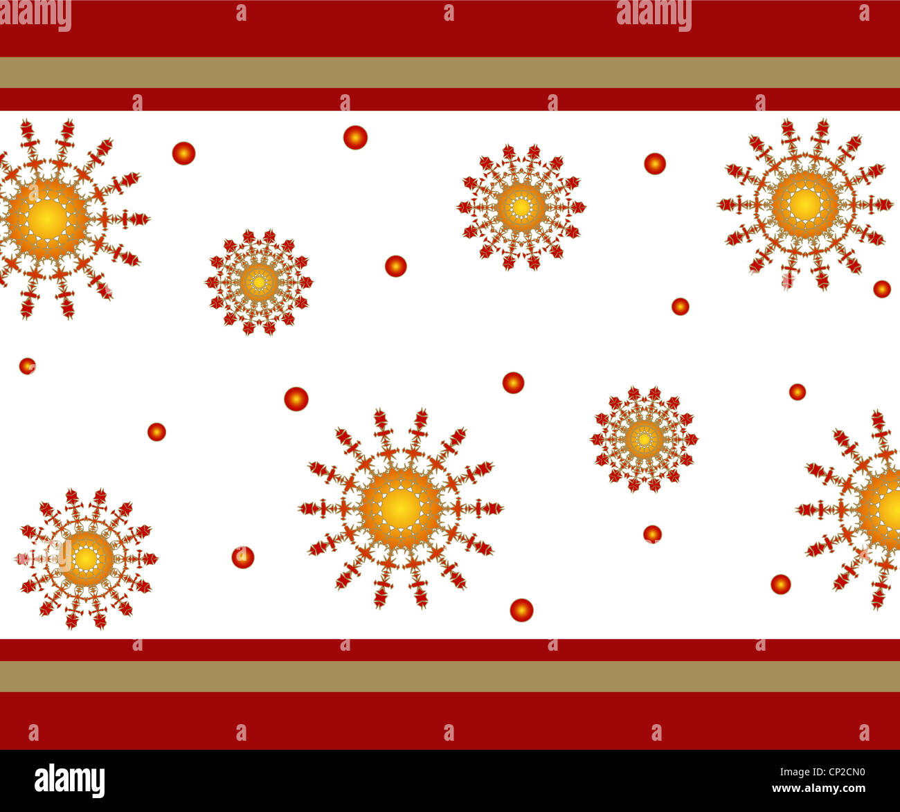 Artistic circular designs in orange and gold colors with stripes border ...