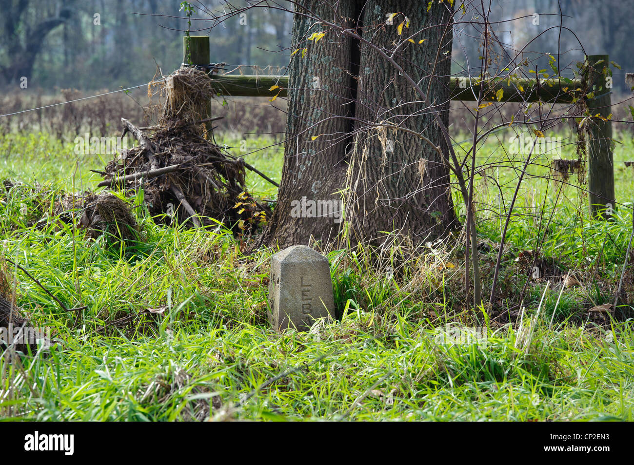 TRI-COUNTY BORDER MARKER STONE OF LANCASTER LEBANON AND DAUPHIN ...
