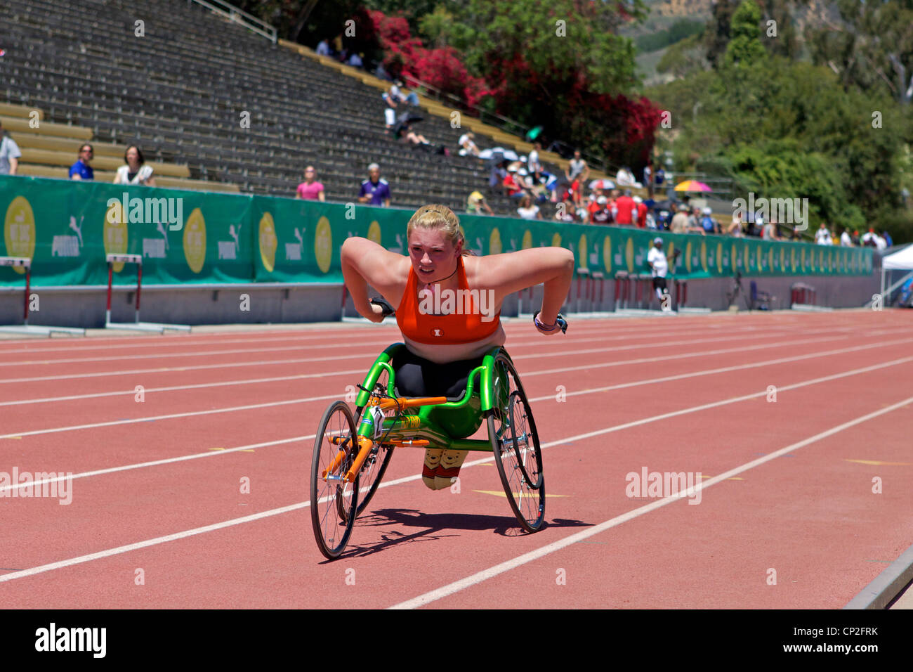 Women's 1500m wheelchair race At the Mt Sac relays 2012, Walnut ...