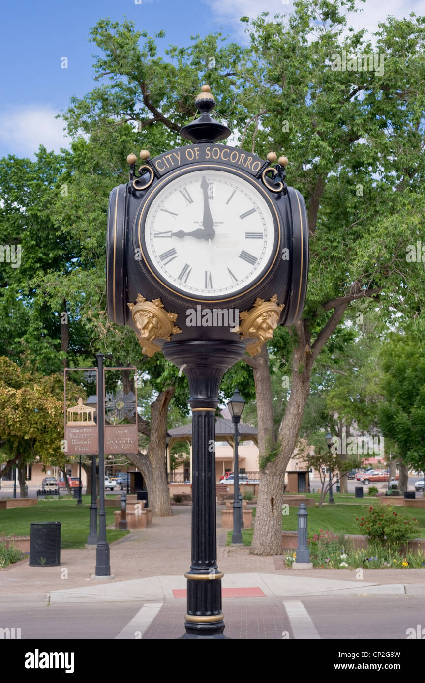 A turret clock shows visitors the time in Kittrel Park, Socorro, New ...
