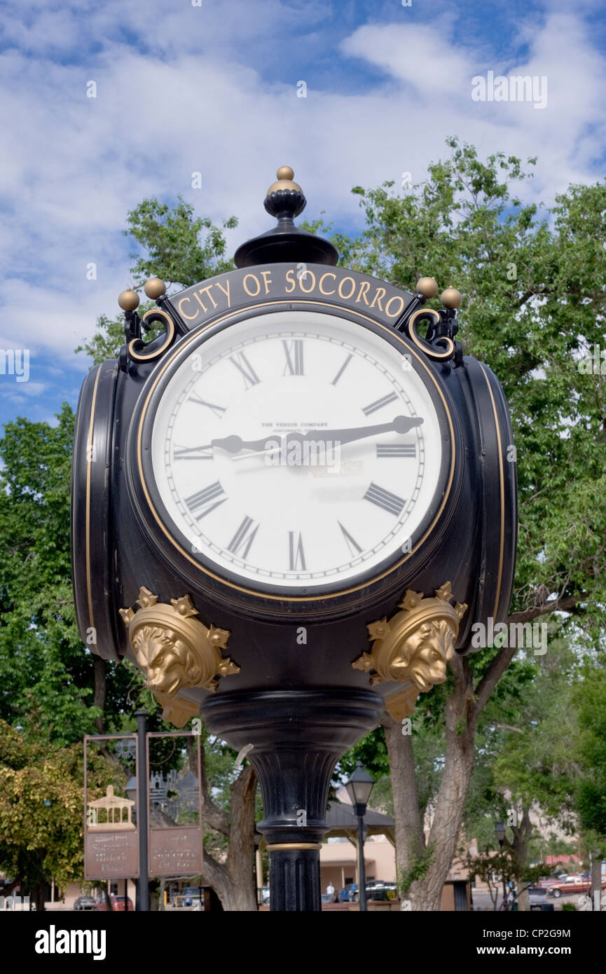 A turret clock shows visitors the time in Kittrel Park, Socorro, New ...