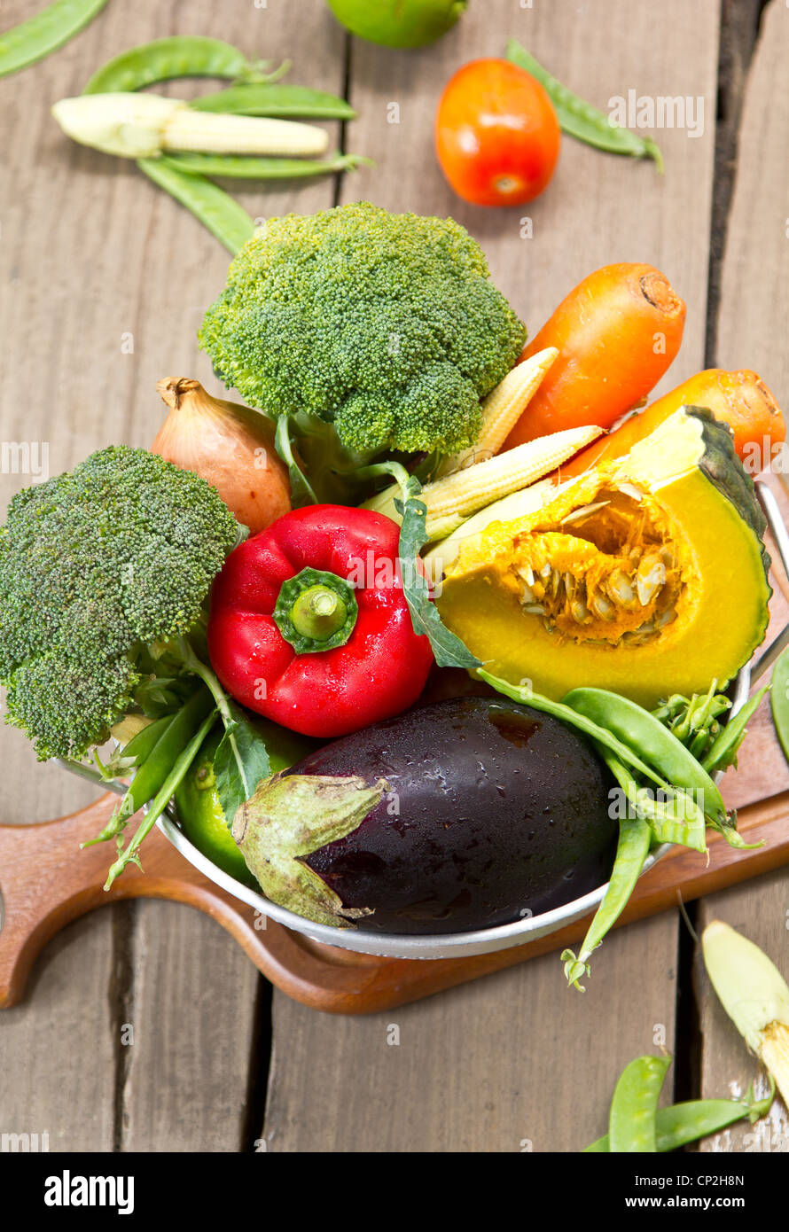 Varieties of vegetables in colander Stock Photo - Alamy