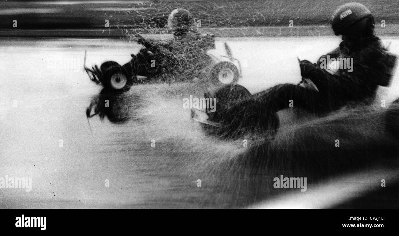 USSR - CIRCA 1979: A photo taking in the USSR shows racing karts in the ...