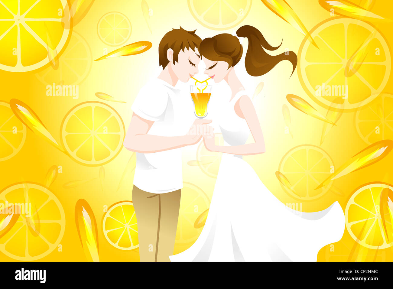 Young couple enjoying lemonade Stock Photo - Alamy