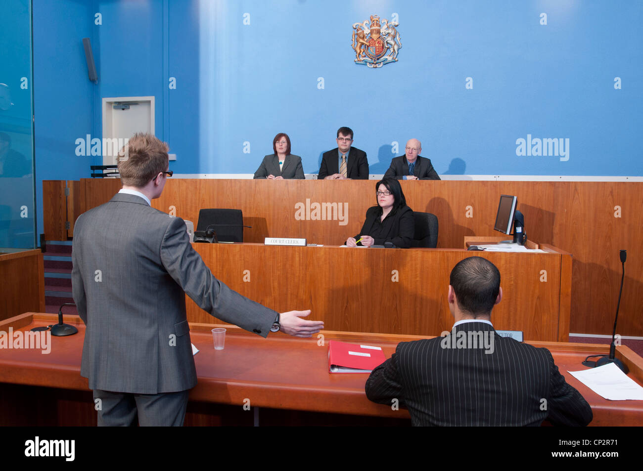 Defense putting their case to Magistrates in court Stock Photo - Alamy