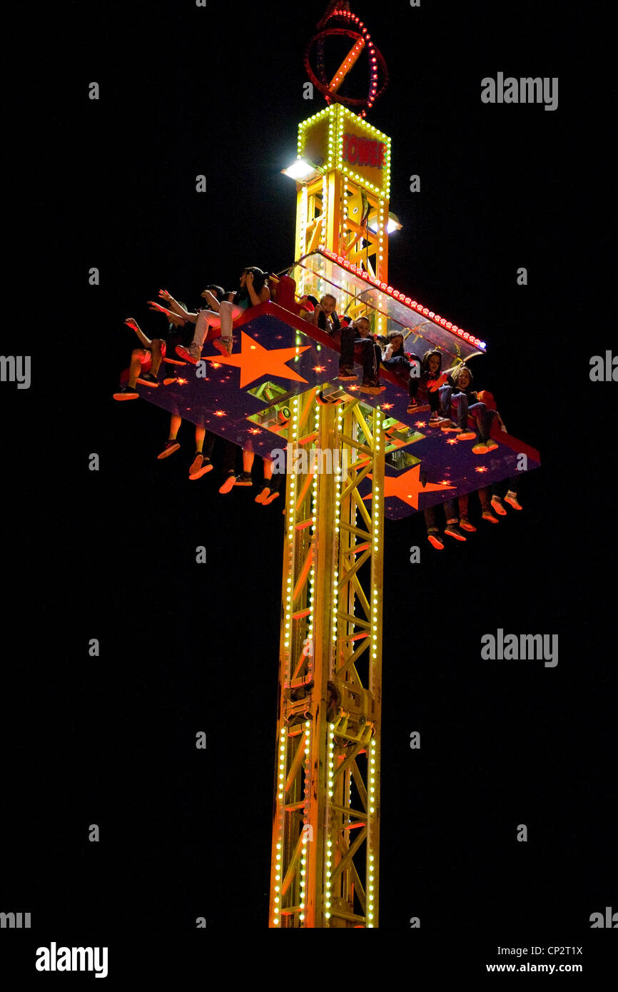 Switzerland, Canton Ticino, Bellinzona, amusement park, drop tower ...