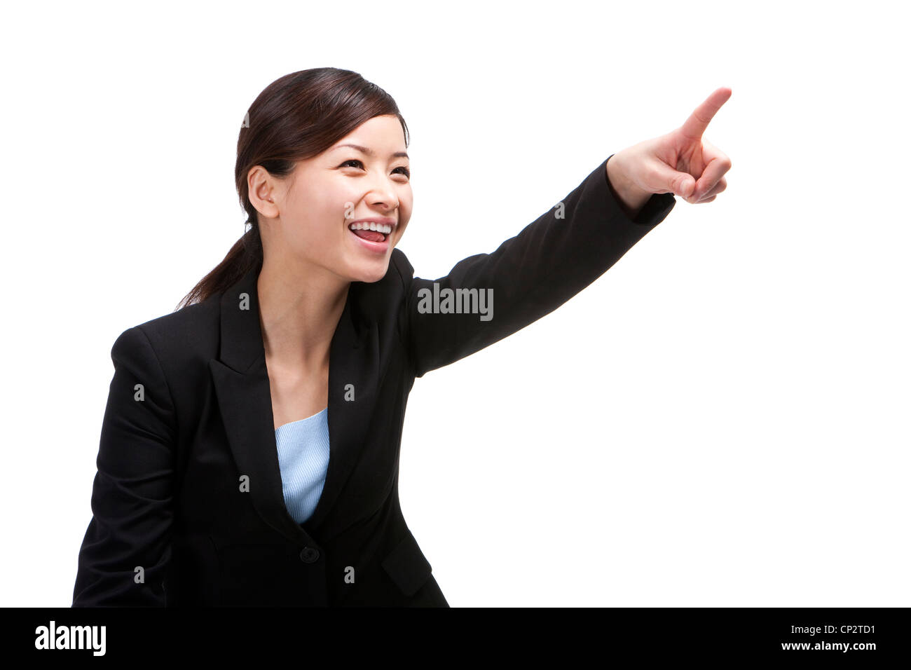 Businesswoman pointing the front Stock Photo - Alamy