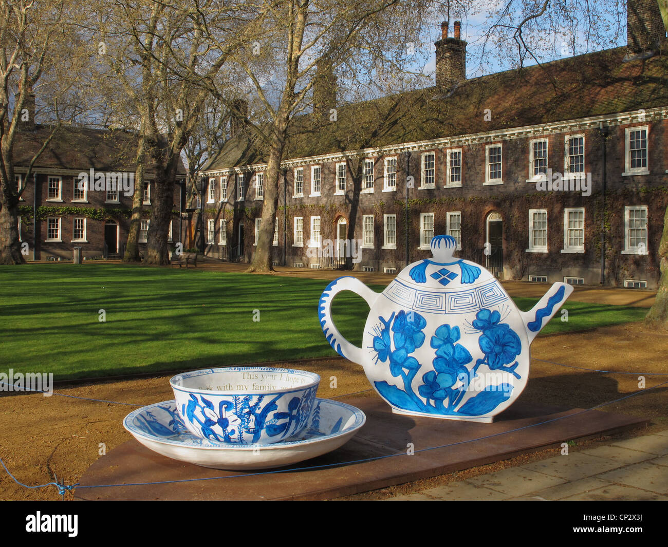 Exhibition of giant tea set at the Geffrye Museum in Hackney, London ...