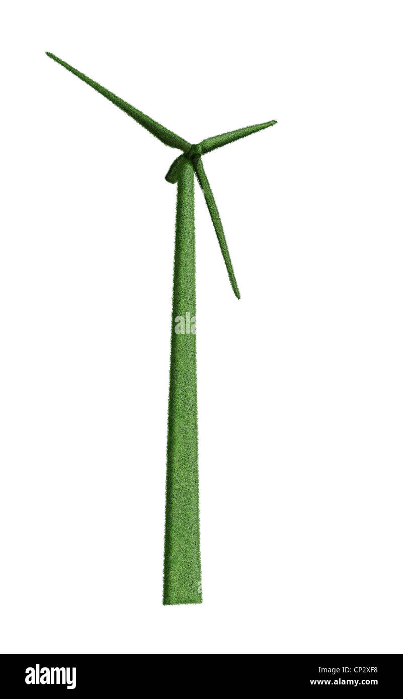 wind turbines covered with grass isolated on the background Stock Photo ...