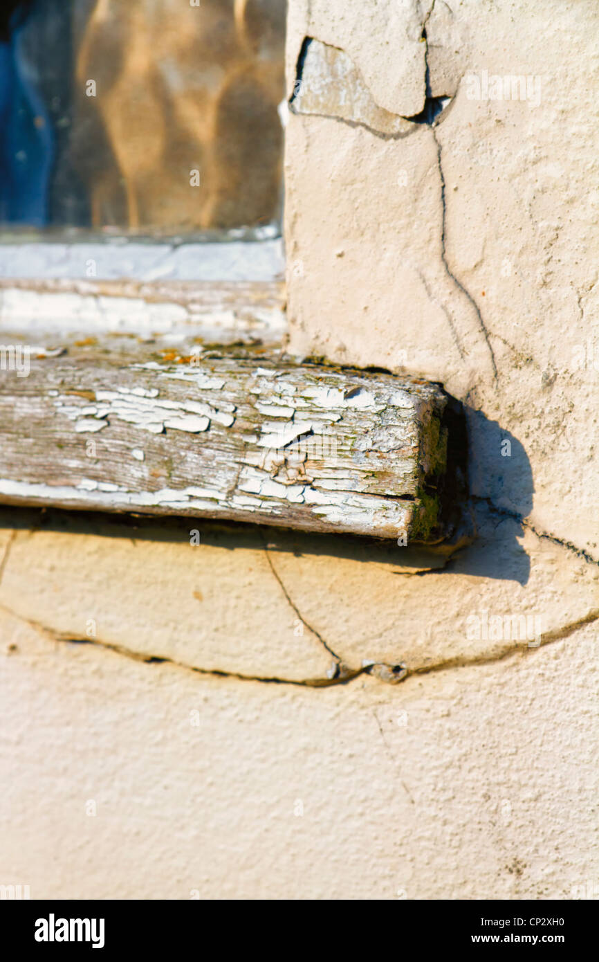 Decaying window frame and ledge, in need of repair and restoration ...